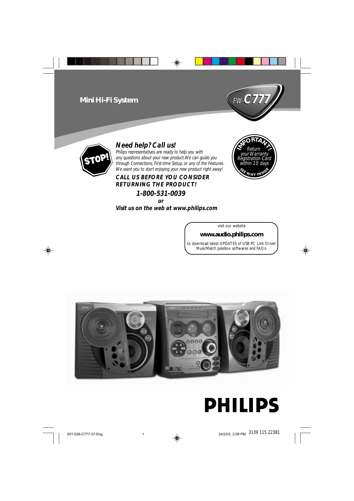 Philips C777 - FW Mini System Owner's Manual | Manualzz