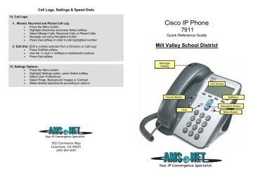 Cisco IP Phone 7911 Quick Reference Guide | Manualzz