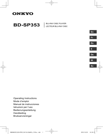Onkyo Blu-Ray player BD-SP SP353 Operating Instructions | Manualzz