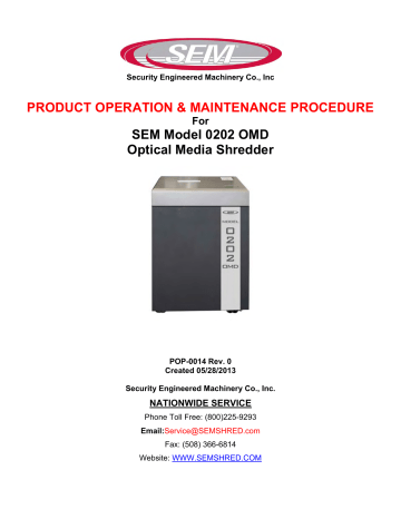 SEM Model 0202 OMD Product Operation And Maintenance Procedure | Manualzz