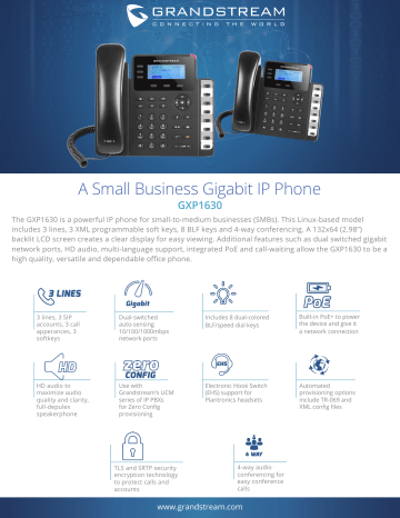 Grandstream GXP1630 Datasheet | Manualzz