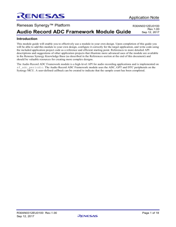 Audio Record ADC Framework Application Note | Manualzz