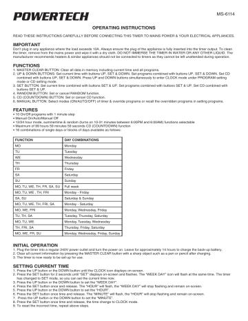 PowerTech MS-6114 Operating instructions | Manualzz
