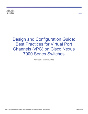 Cisco Nexus 7000 Switch vPC Best Practices Design Guide | Manualzz