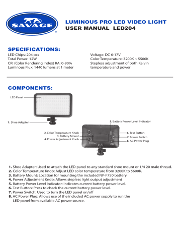 Savage LED204 User manual | Manualzz