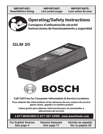 Bosch Glm 20 Manual