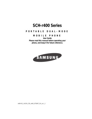 Samsung SCH-R400 Metro PCS User guide | Manualzz