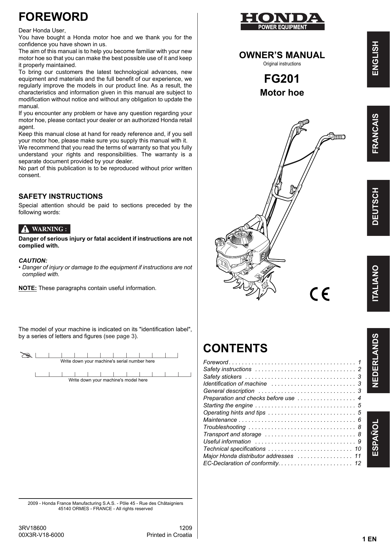 Honda FG201 Owner's Manual | Manualzz