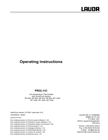 Lauda RP 855 Operating Instructions Manual | Manualzz