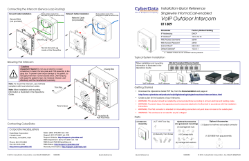 CyberData VoIP intercom 011309 Quick Reference | Manualzz