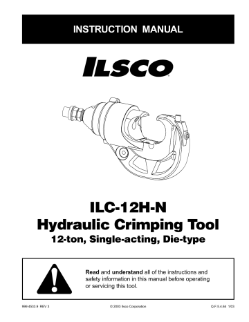 ILSCO ILC-12H-N Hydraulic Crimping Tool Instruction Manual | Manualzz