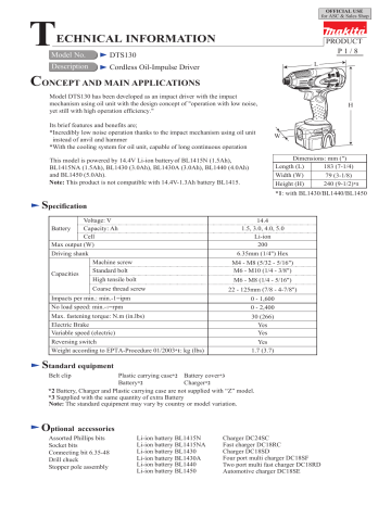 Makita Cordless Oil-Impulse Driver DTS130 Repair Manual | Manualzz