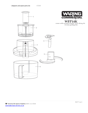 Waring WEP 14K Food Processor Exploded Diagram & Spare Parts List ...