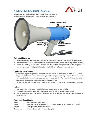 A-Plus A-M25E MEGAPHONE User Manual | Manualzz