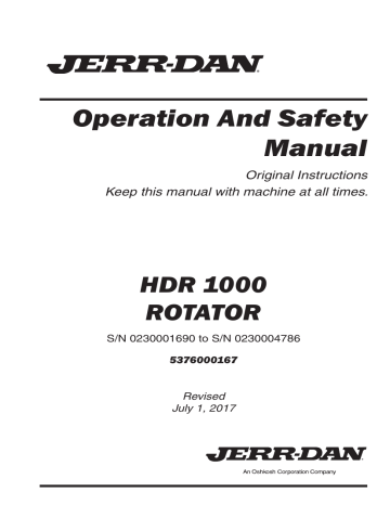 Jerr-Dan HDR 1000 Rotator Operation & Safety Manual | Manualzz