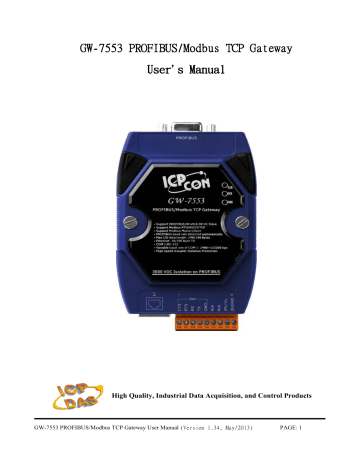 GW-7553 PROFIBUS/Modbus TCP Gateway User's Manual | Manualzz