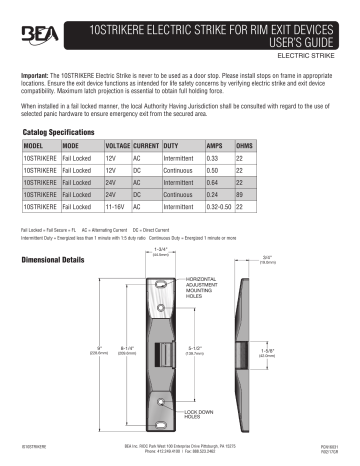 BEA ELECTRIC STRIKES User guide | Manualzz