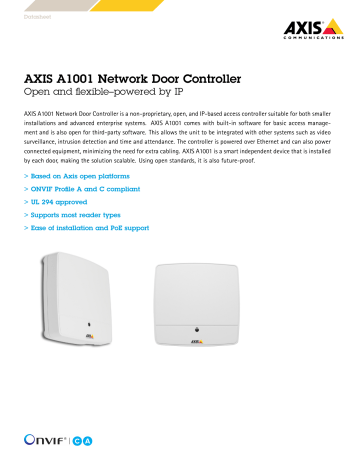 Axis A1001 Network Door Controller Data Sheet | Manualzz