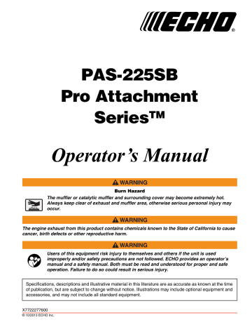 Echo PAS-225SB Pro Attachment Series Operator's Manual | Manualzz