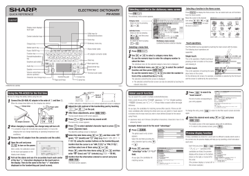 Sharp PW-AC920 Electronic Dictionary User Manual | Manualzz