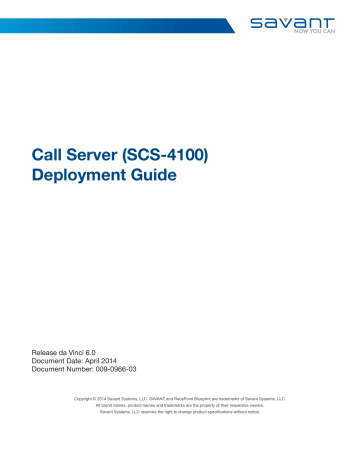 Savant Call Server SCS 4100 Deployment Guide | Manualzz