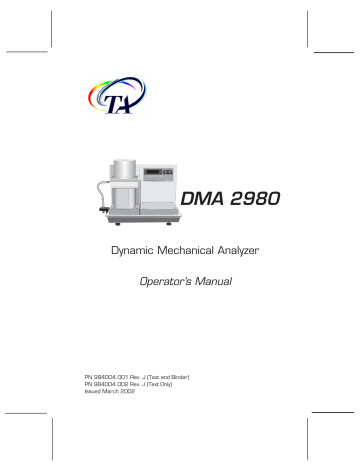 Dynamic Mechanical Analyzer DMA 2980 Operator's Manual | Manualzz