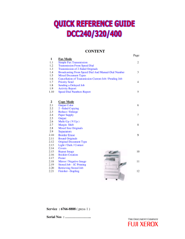Fuji Xerox DCC 400 Quick Reference Manual | Manualzz
