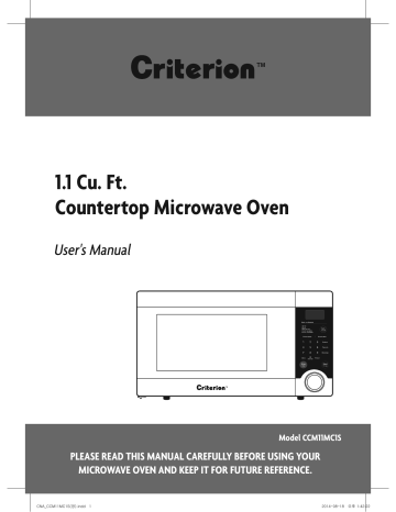 Criterion CCM11MC1S Countertop Microwave Oven User Manual | Manualzz