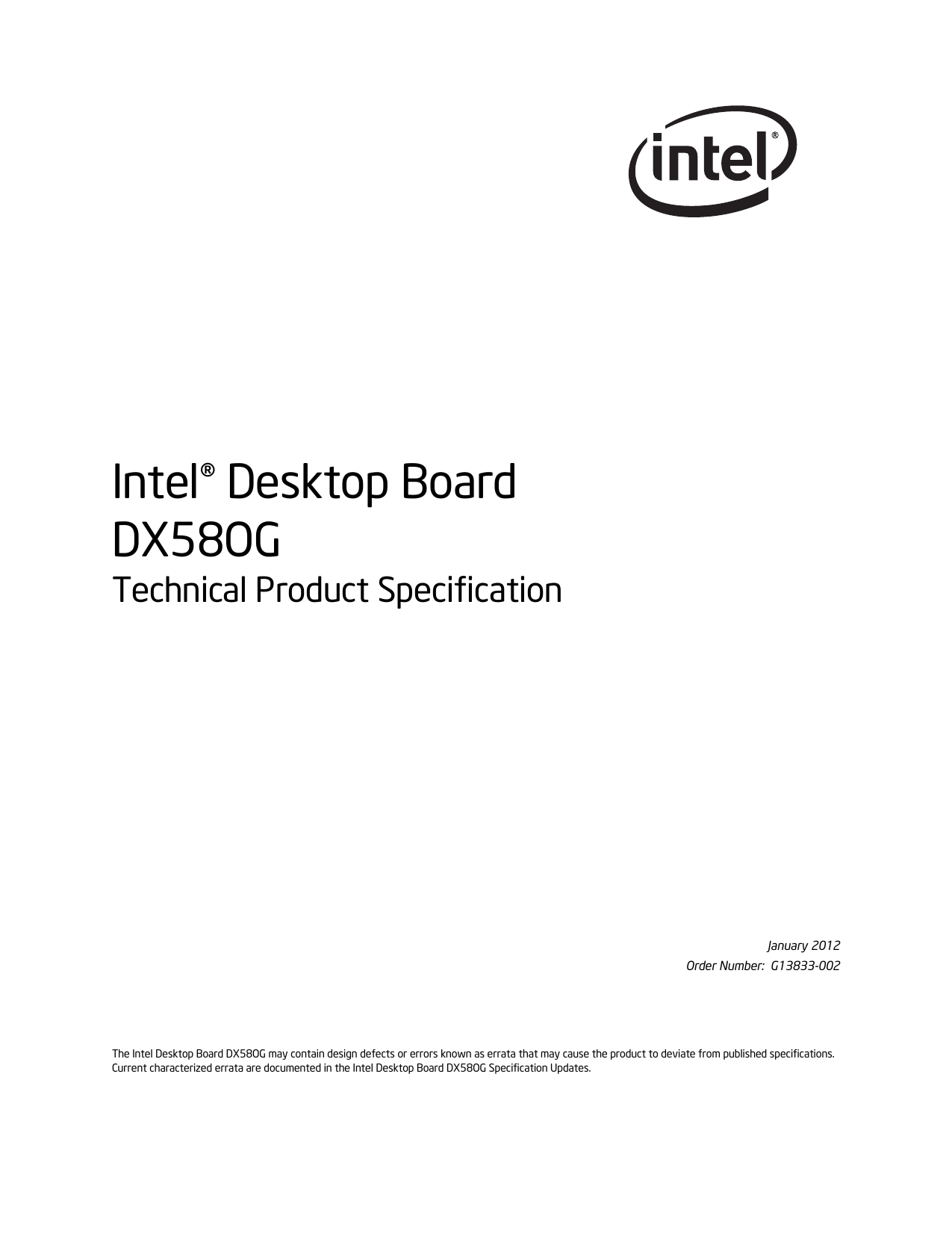 Intel DX58OG Technical Product Specification | Manualzz