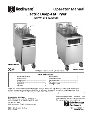 Cecilware EFP-40 Operator Manual | Manualzz
