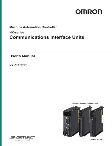 NX-series CIF101, CIF105, CIF210 User's Manual - OMRON | Manualzz