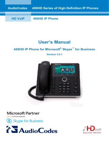 AudioCodes 400HD 450HD IP phone User Manual | Manualzz