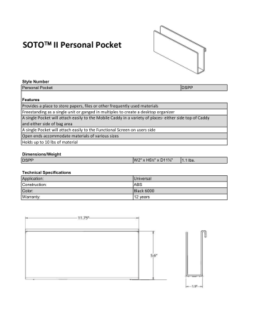 Steelcase Personal Pocket Specifications Sheet | Manualzz