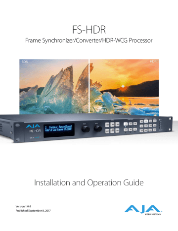 AJA Frame Synchronizer/Converter FS HDR Installation and Operation ...