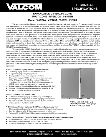 Valcom V-2924A Specification Sheet | Manualzz