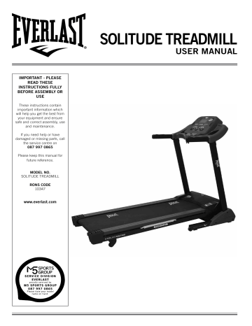 Everlast Solitude Treadmill User Manual | Manualzz