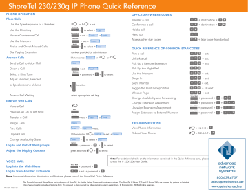 ShoreTel IP Phone 230, IP Phone 230g Quick Reference | Manualzz