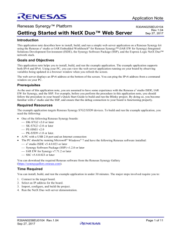 Renesas Synergy NetX Duo Web Server Application Note | Manualzz