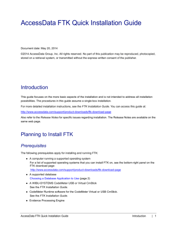 AccessData FTK Quick Installation Guide | Manualzz