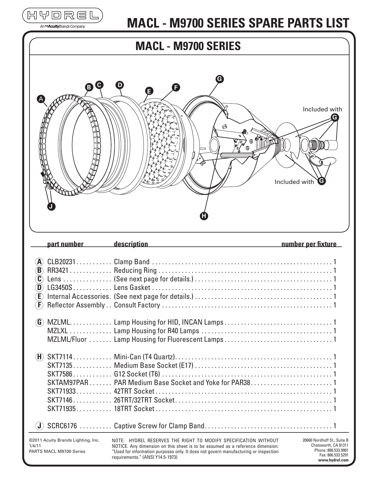 Hydrel Lighting Parts | Shelly Lighting