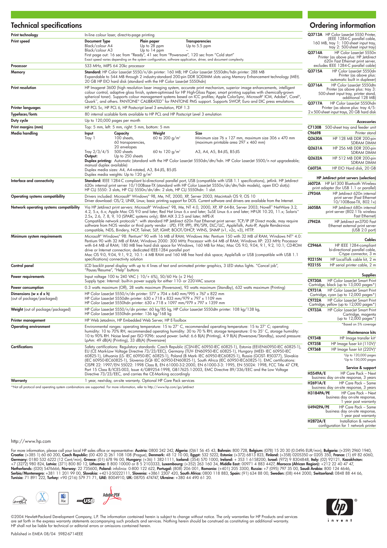 HP Color Laserjet 5550n - Q3714A