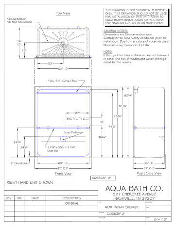 Aqua Bath C6536BF Barrier Free Transfer Shower Data Sheet | Manualzz