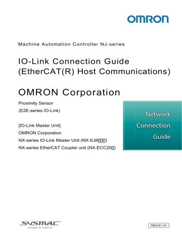 OMRON Proximity Sensor E2E, IO-Link Master NX ILM, EtherCAT Coupler NX ECC20 Connection Guide ...