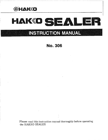 Hakko 306 Instruction manual | Manualzz
