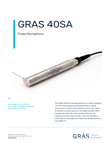 GRAS 40SA Probe Microphone Datasheet | Manualzz