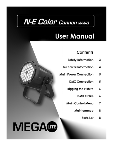 LED lighting N-E Color Cannon WWA User Manual | Manualzz