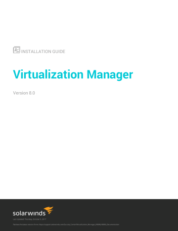 SolarWinds Virtualization Manager 8.0 Installation Guide | Manualzz