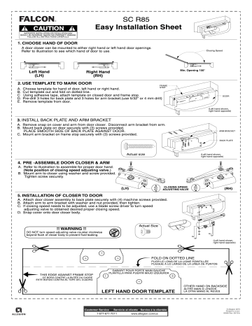 Falcon SC80A Installation Sheet | Manualzz