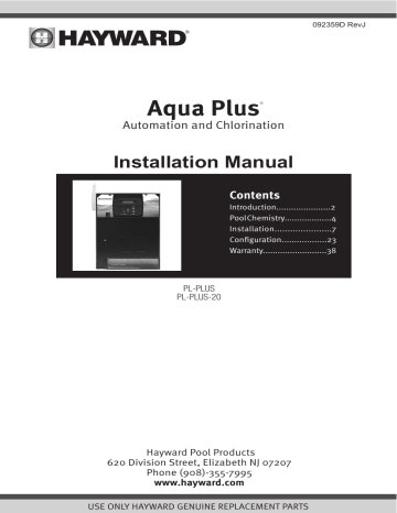 Hayward AquaPlus PL-PLUS Owner's Manual | Manualzz