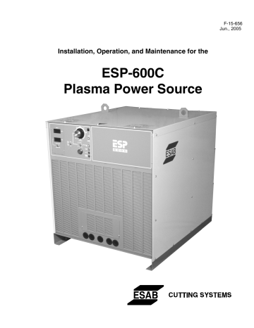 ESAB ESP-600C Plasma Power Source Instruction manual | Manualzz
